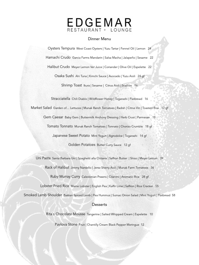 Upscale Dining Menu Highlights | PDF | Sauce | Salad