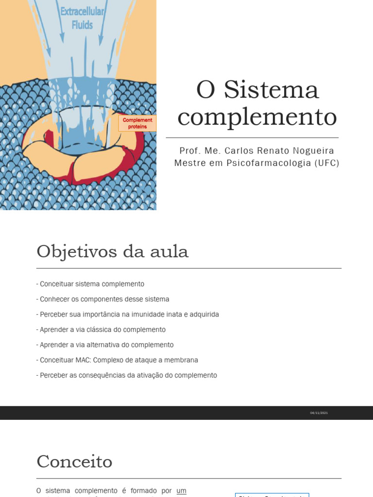Aula VI - Sistema complemento | PDF