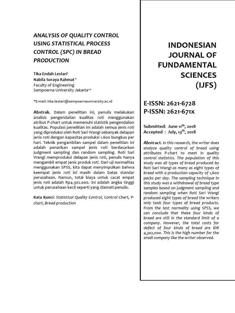 Analysis of Quality Control Using Statistical Proc | PDF