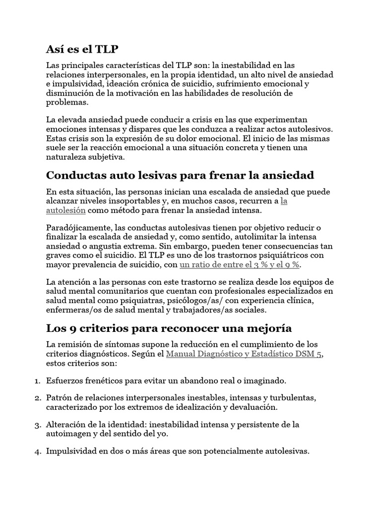 Así Es El TLP | PDF | Trastorno límite de la personalidad | Bienestar