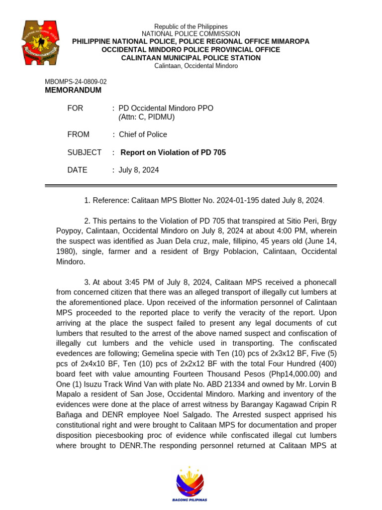 Report On PD 705 | PDF