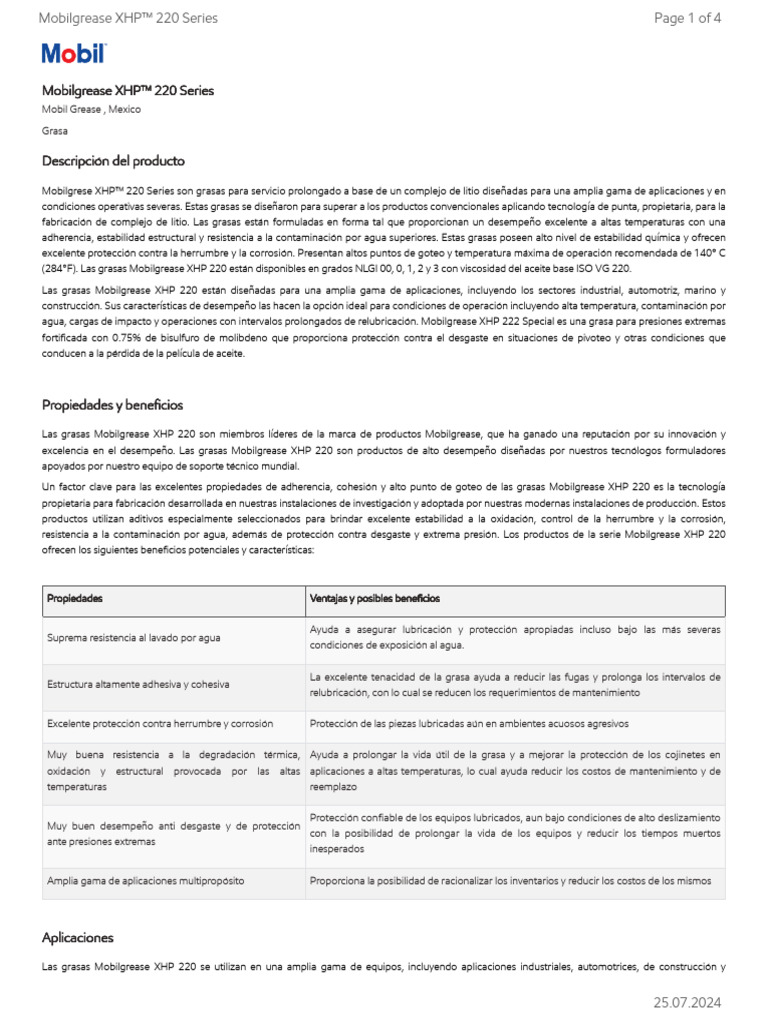 GL XX Mobilgrease XHP 220 Series | PDF