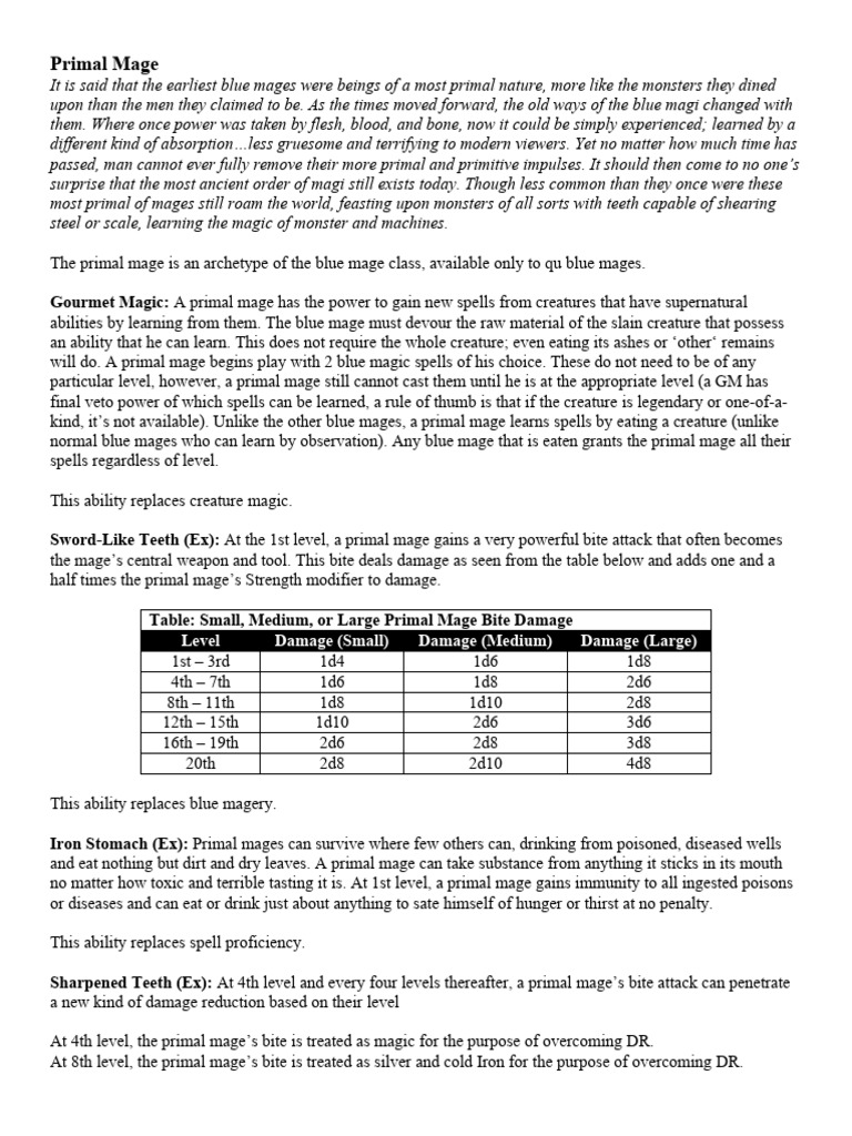 Primal Mage | PDF | Magician (Fantasy)