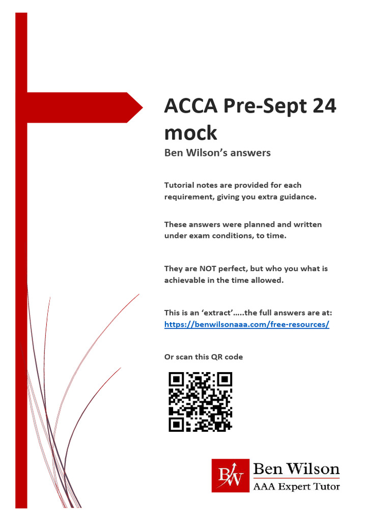ACCA AAA Pre-S24 Mock - Ben's Answers | PDF