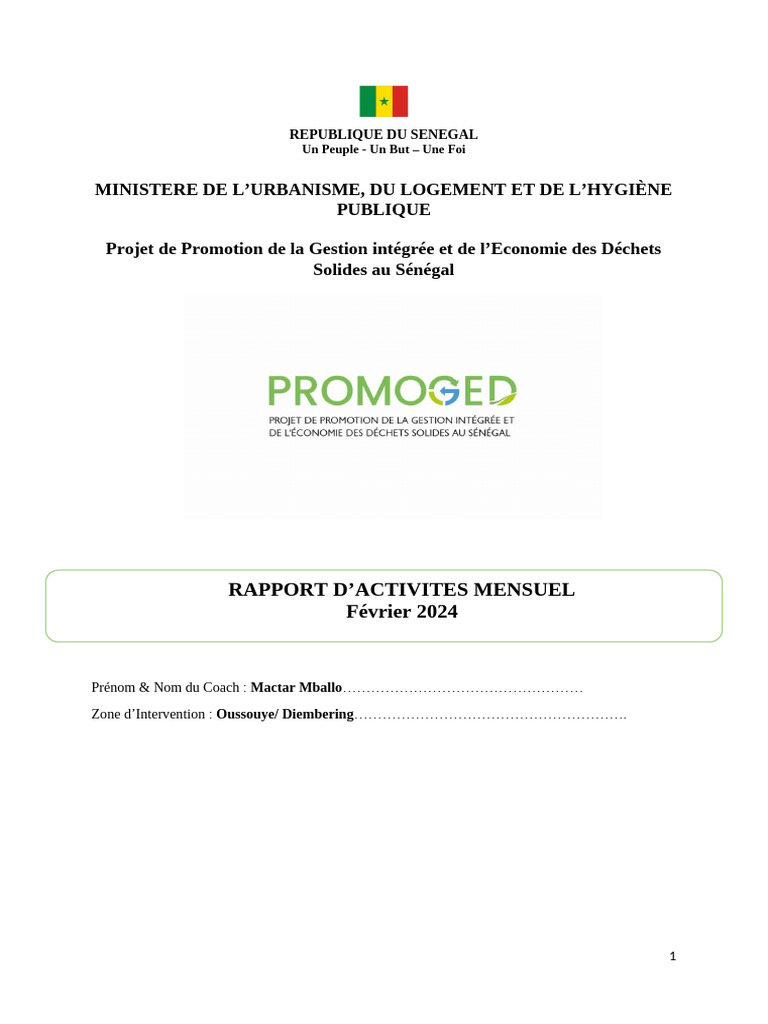Rapport D'activités Mensuel Coach (Fevrier) | PDF