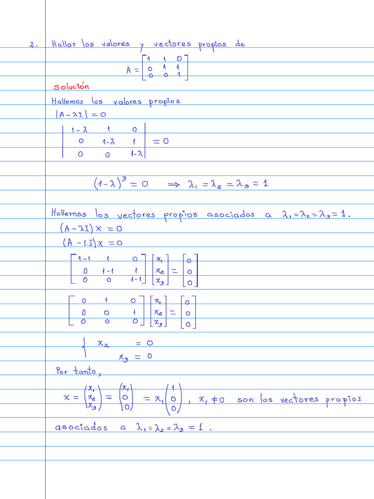 Valores Propios y Vectores Propios Ejem | PDF