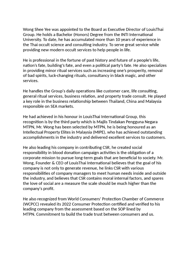 Wong Shee Yee Was Appointed To The Board As Executive Director of ...