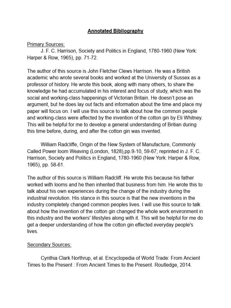 History Annotated Bibliography Student Example | PDF