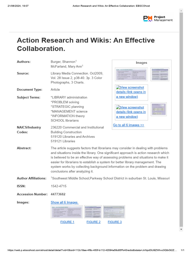 Action Research and Wikis - An Effective Collaboration - EBSCOhost | PDF
