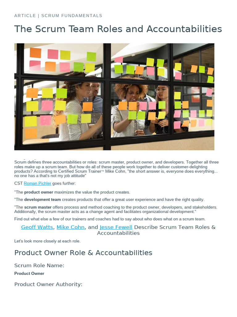 The Scrum Team Roles and Accountabilities | PDF
