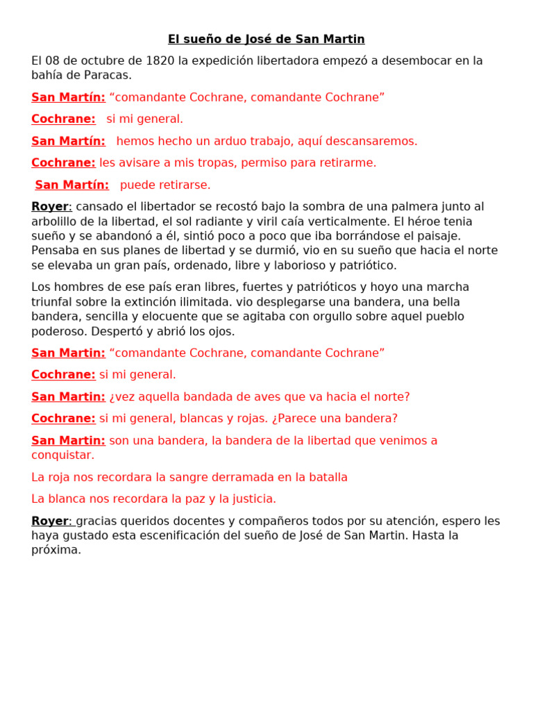 El Sueño de José de San Martin | PDF
