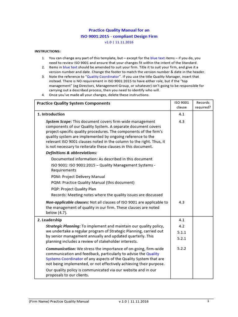 Generic Practice Quality Manual | PDF