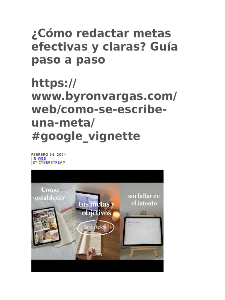 Cómo Redactar Metas Efectivas y Claras | PDF | Objetivo | Motivación