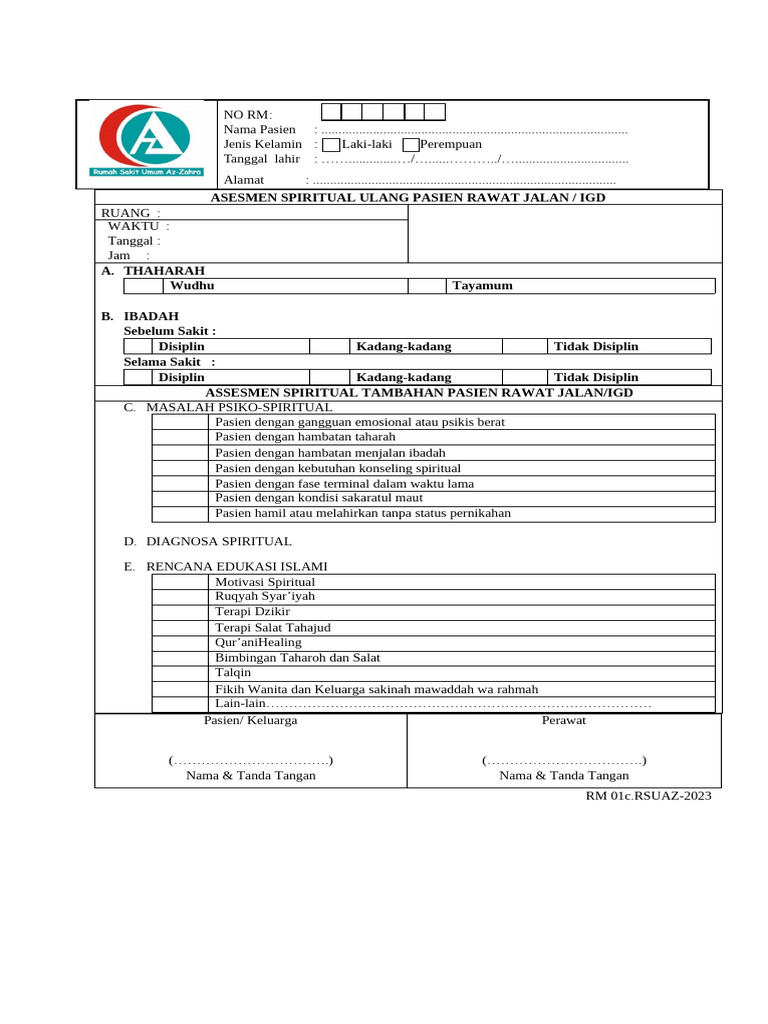 (RM 01c) ASESMEN SPIRITUAL IGD & RAJAL | PDF