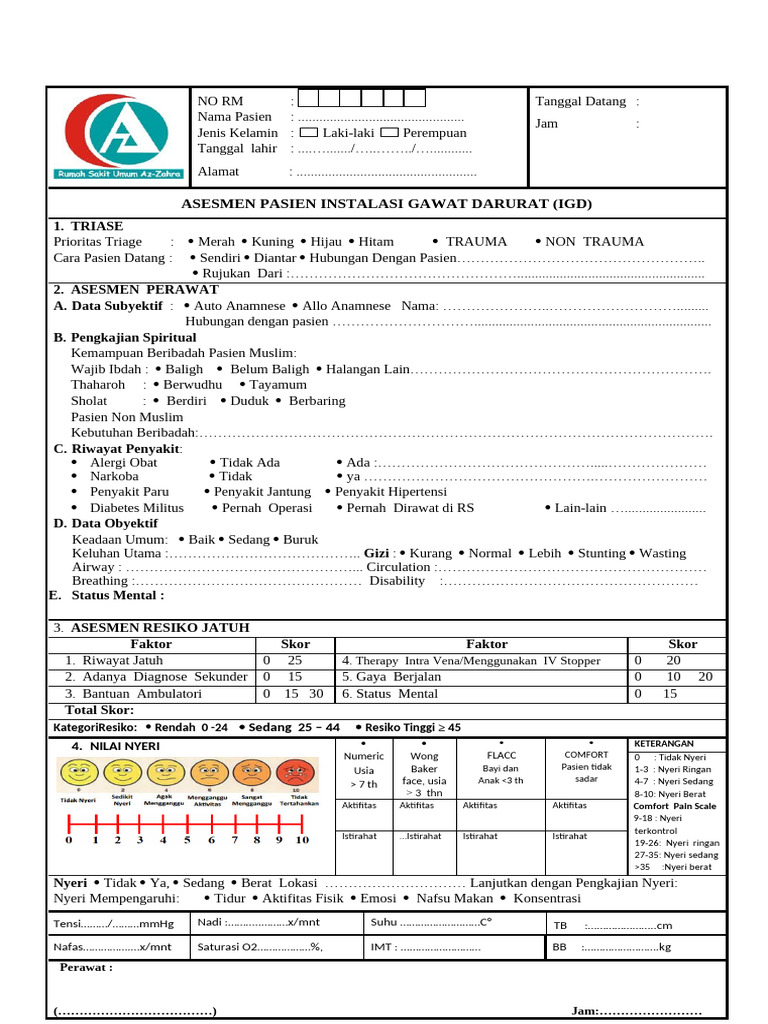 (RM 01a) ASESMEN AWAL PERAWAT IGD Rev 03 | PDF
