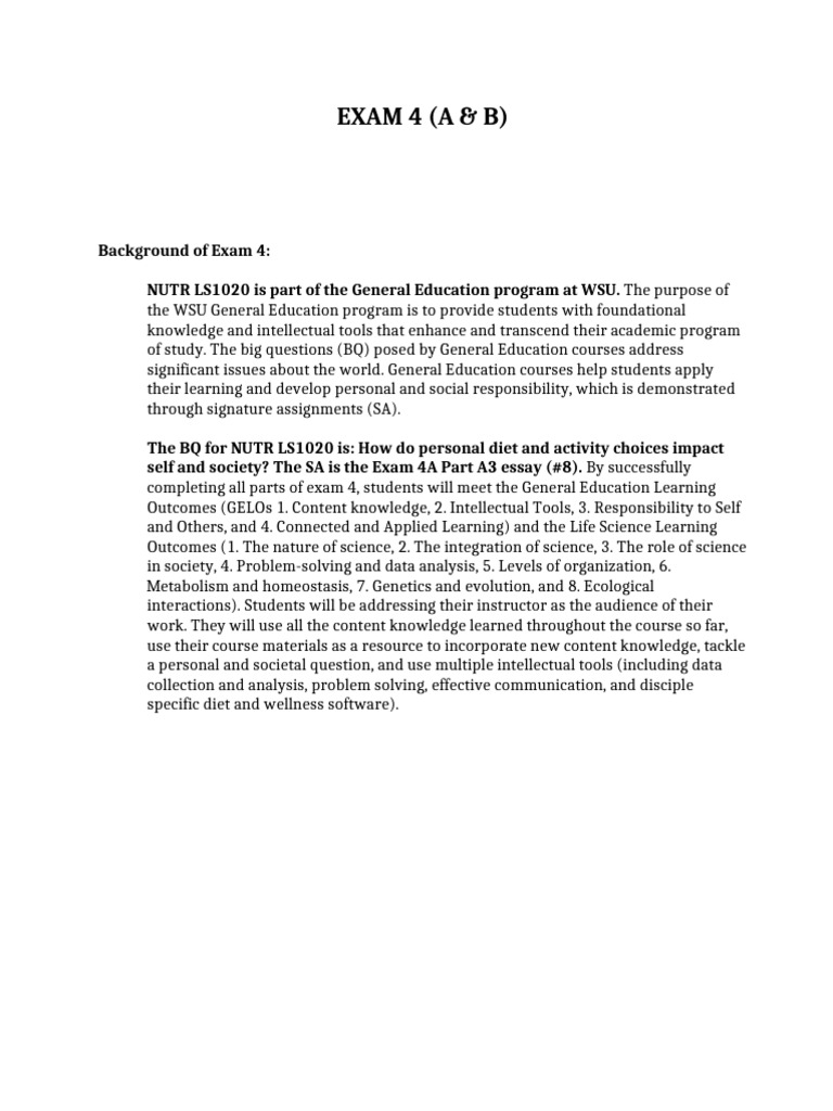 Exam 4A Instructions | PDF