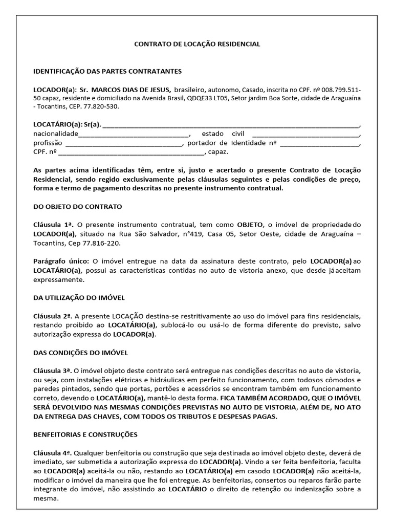 Contrato de Aluguel Novo | PDF