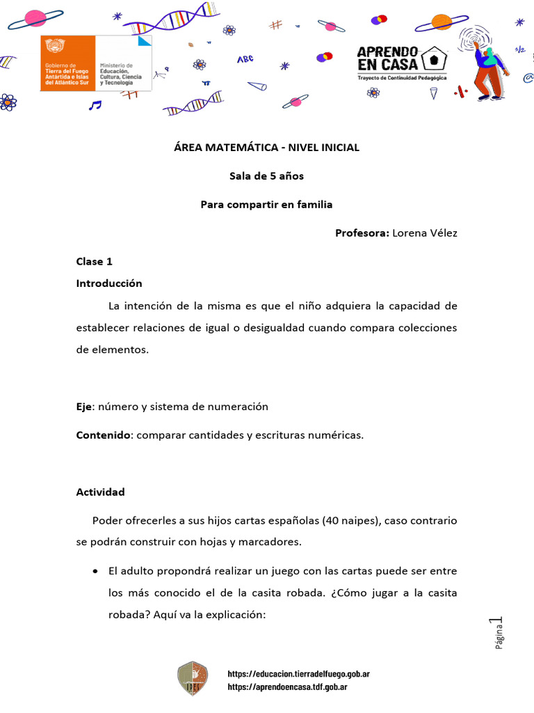 Clase 1 - INICIAL - Sala de 5 - MAT - REV | PDF