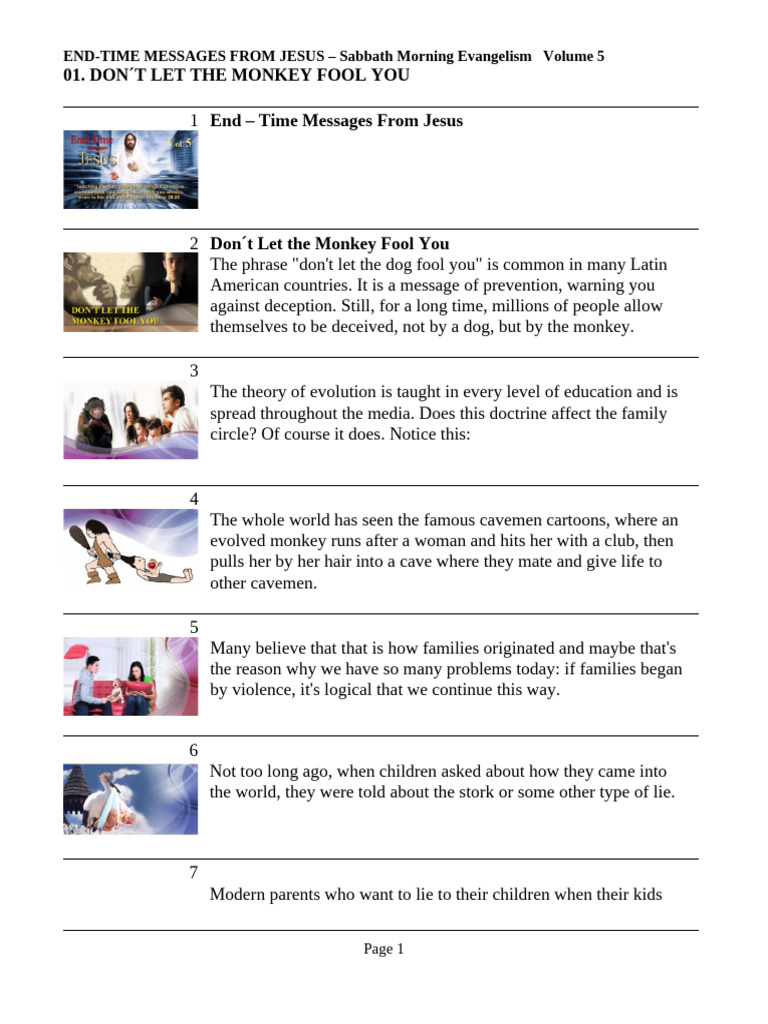 01 Don T Let The Monkey Fool You | PDF | Adam | Eschatology