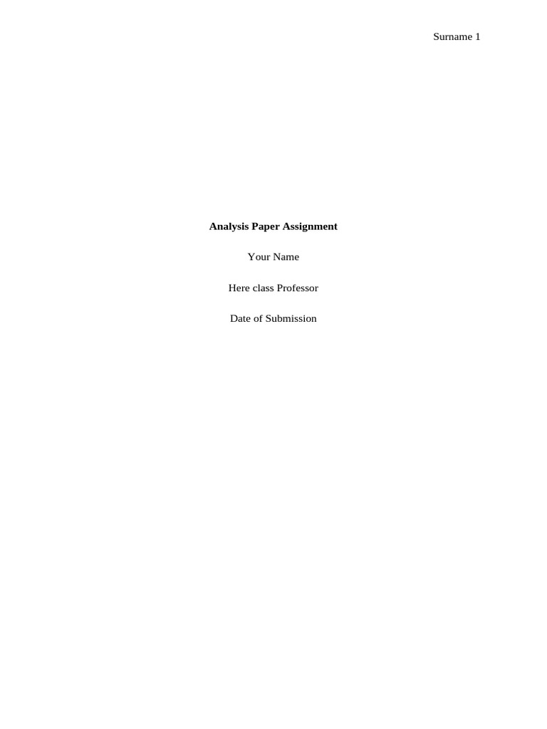 Analysis Paper Assignment | PDF