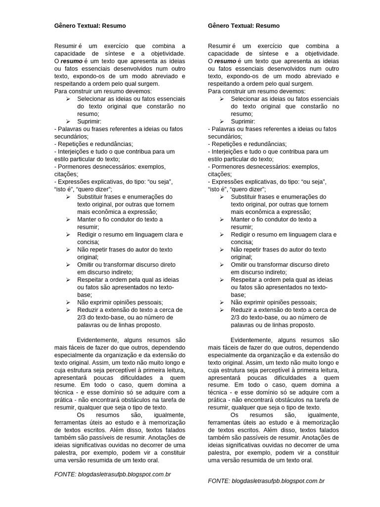 GÊNERO TEXTUAL Resumo | PDF