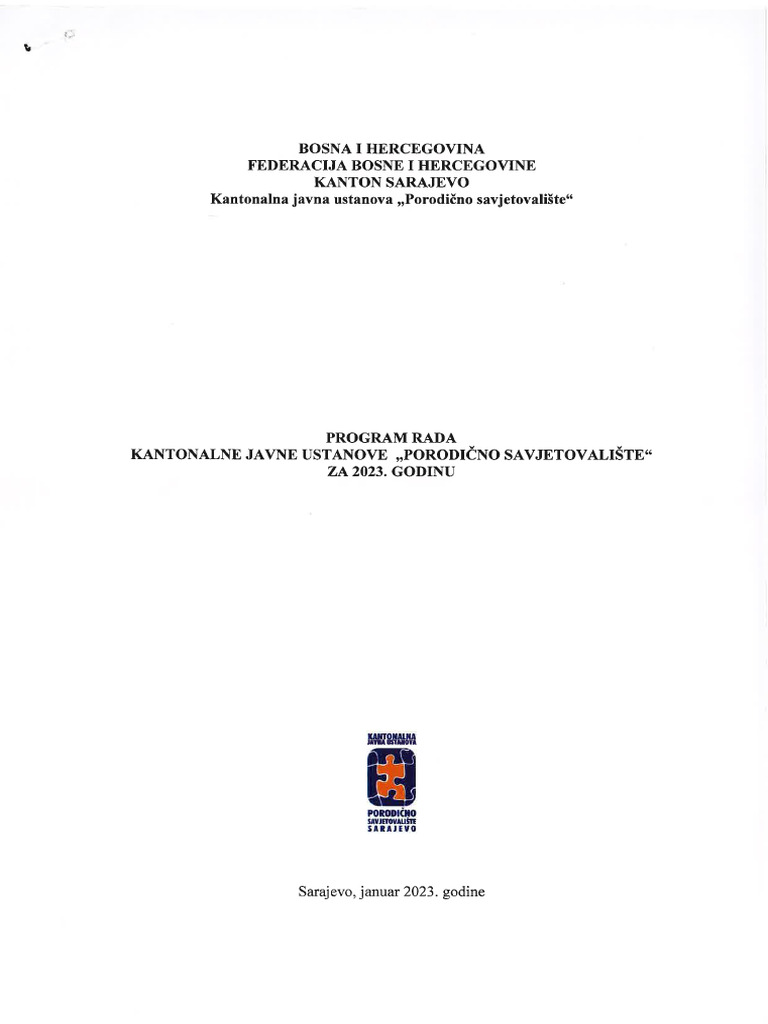 PROGRAM RADA KJU PORODICNO SAVJETOVALISTE Za 2023 G | PDF