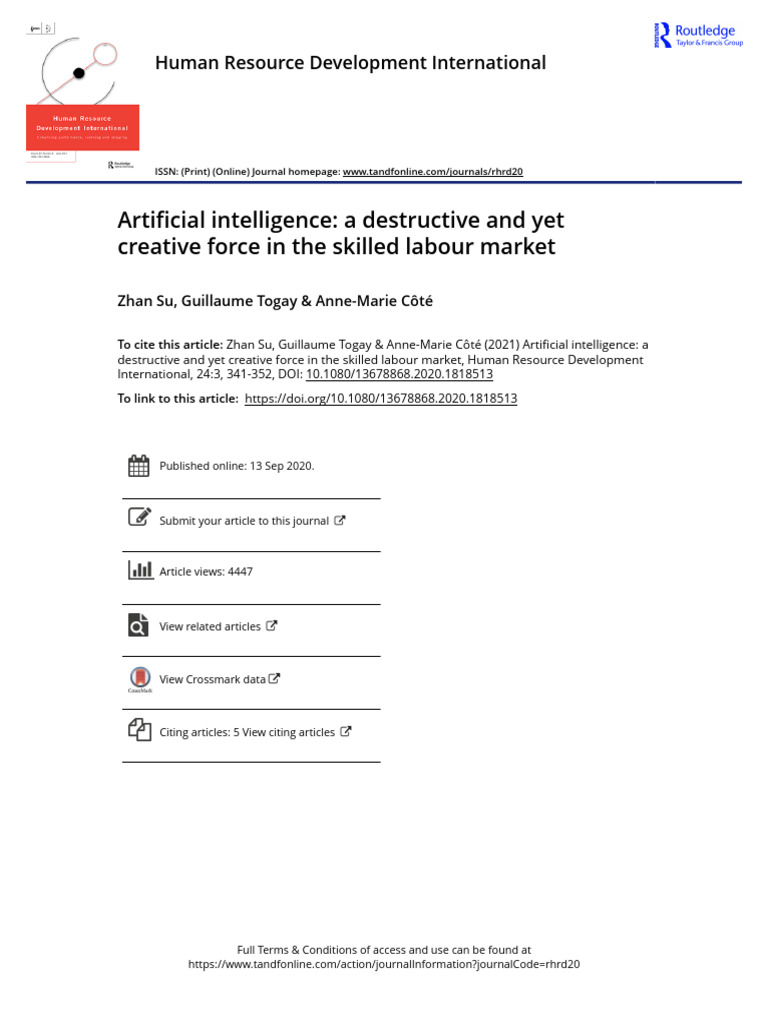 AI Artificial Intelligence A Destructive and Yet Creative Force 2020 | PDF