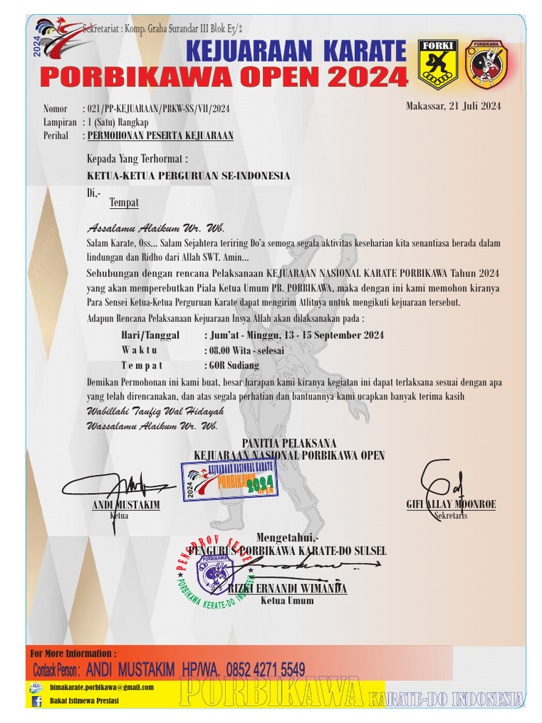 REVISI 2 Proposal Porbikawa Open Tahun 2024 | PDF