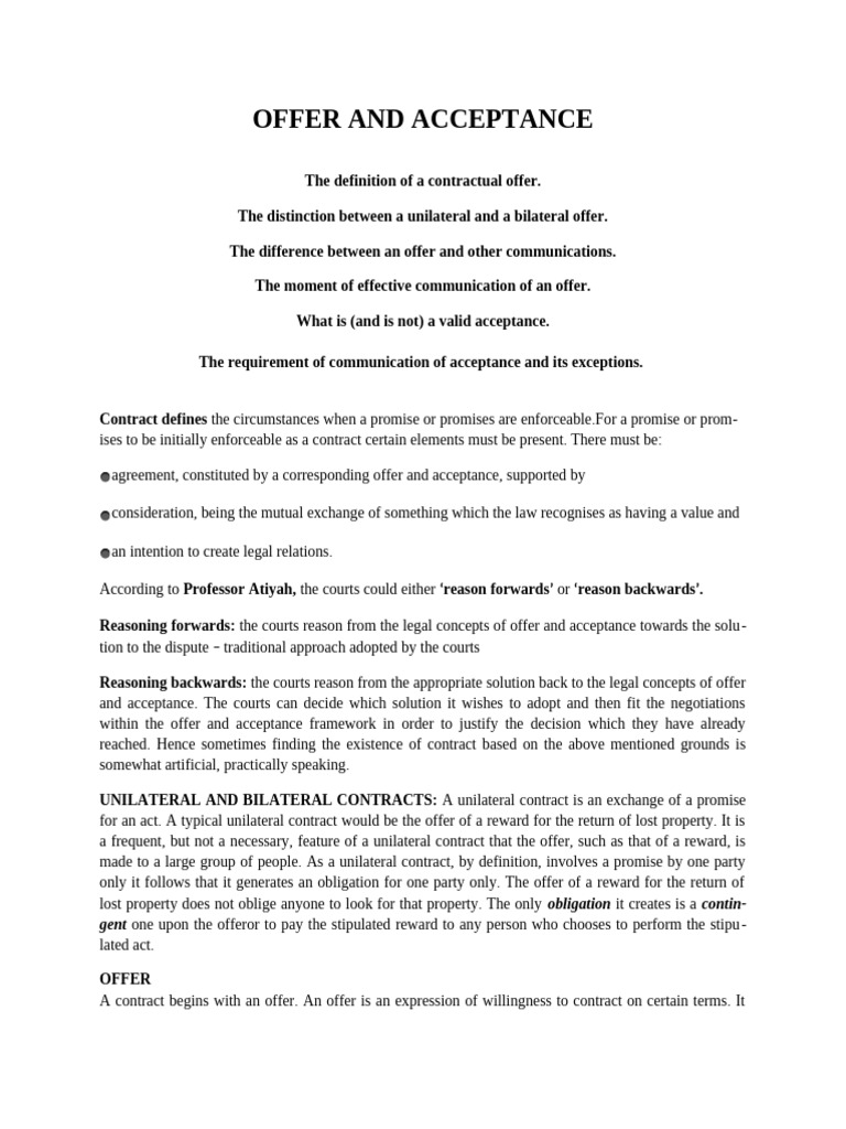 Offer and Acceptance | PDF | Offer And Acceptance | Auction