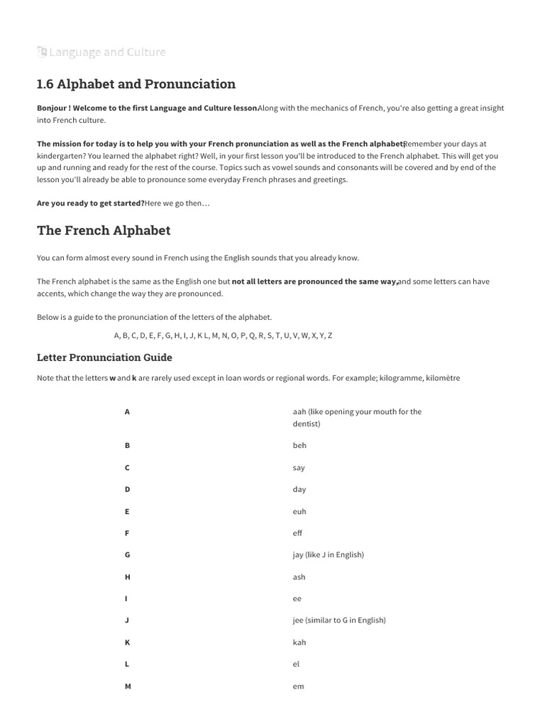 1.6 The French Alphabet | PDF