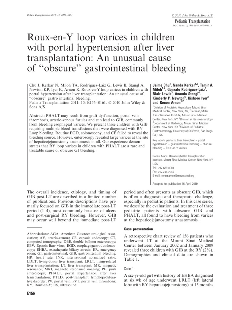 Pediatric Transplantation - 2011 - Chu - Roux en Y Loop Varices in ...