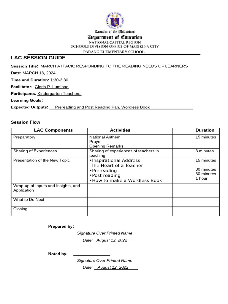 Lac Session Guide | PDF