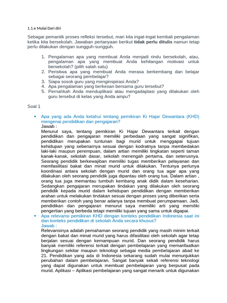 1.1 Refleksi Diri KHD | PDF