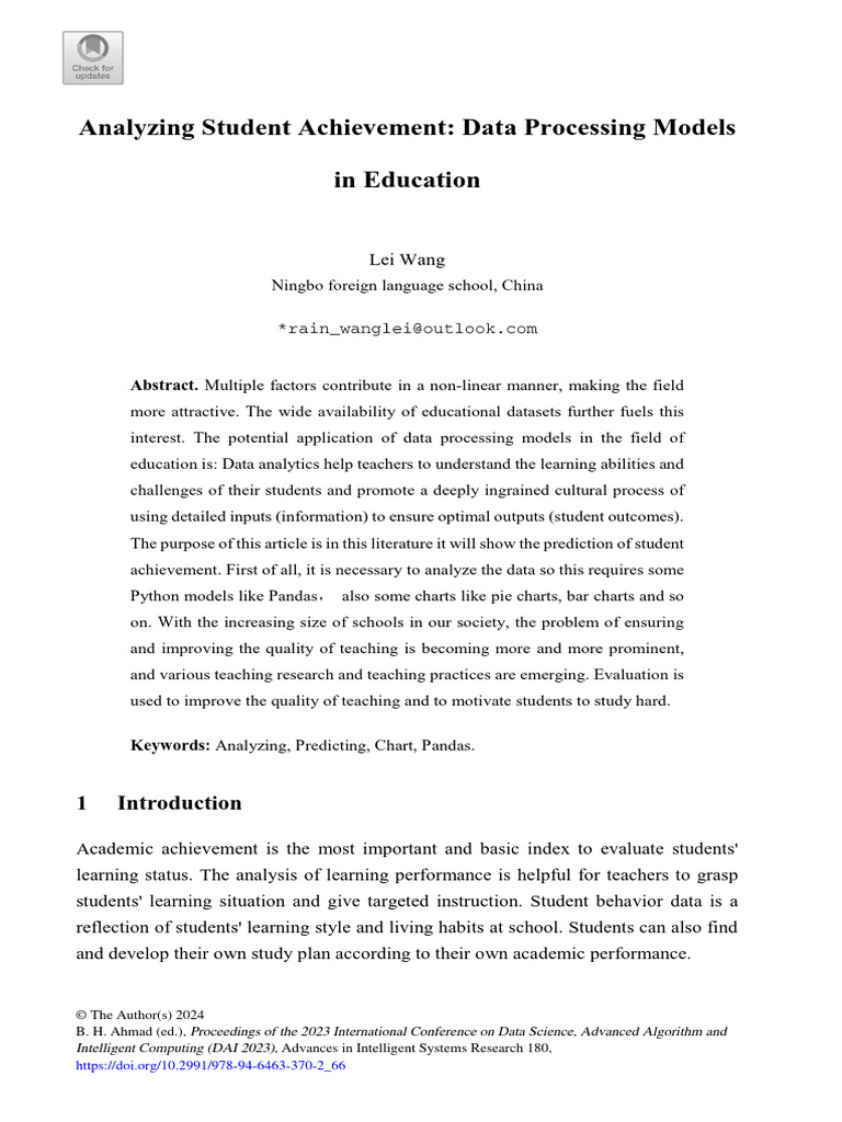 Analyzing Student Achievement: Data Processing Models in Education | PDF