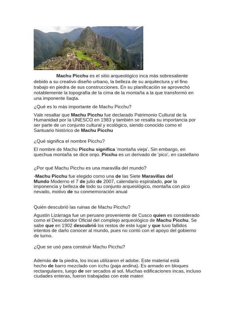Machu Picchu | PDF