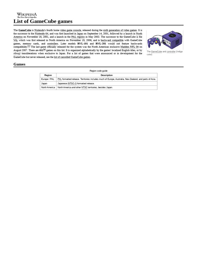List of GameCube Games | PDF