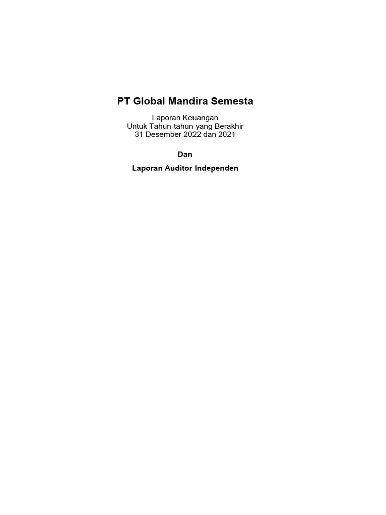 Report PT Global Mandira Semesta New 2022 | PDF