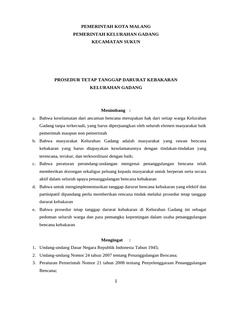 Protap Kebakaran Gadang - Final | PDF