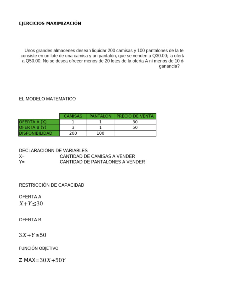 Ejercicio Programación Lineal Solver | PDF Ejercicio Programación Lineal Solver | PDF
