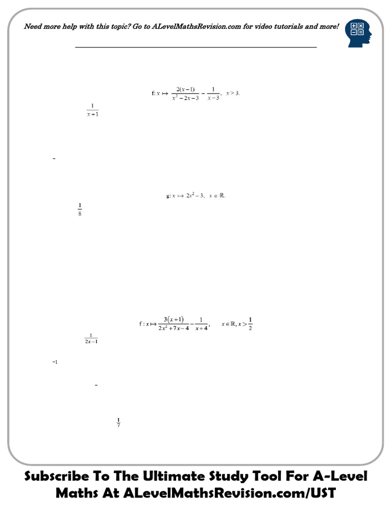 Y2 Pure Functions Domain Range and Inverse e | PDF