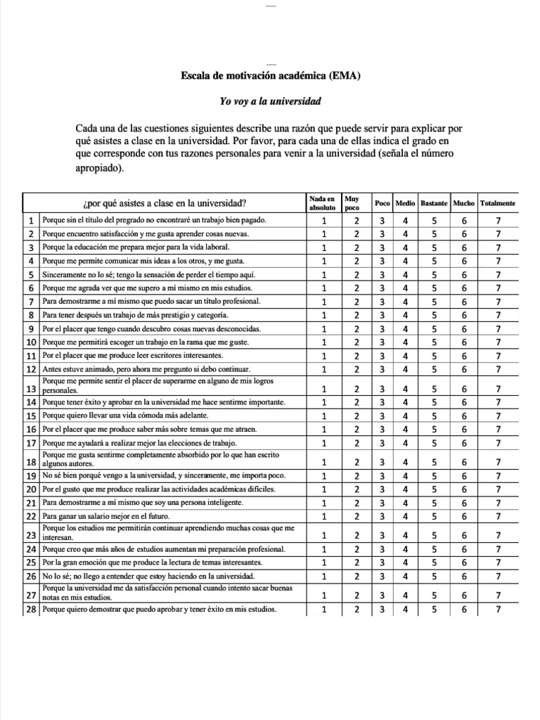PDF Escala de Motivacion Ema Compress | PDF