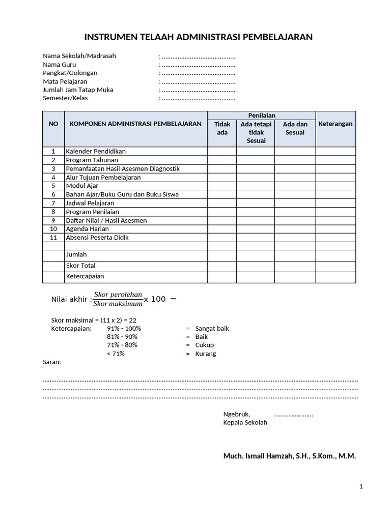 Instrumen Supak 2023 | PDF