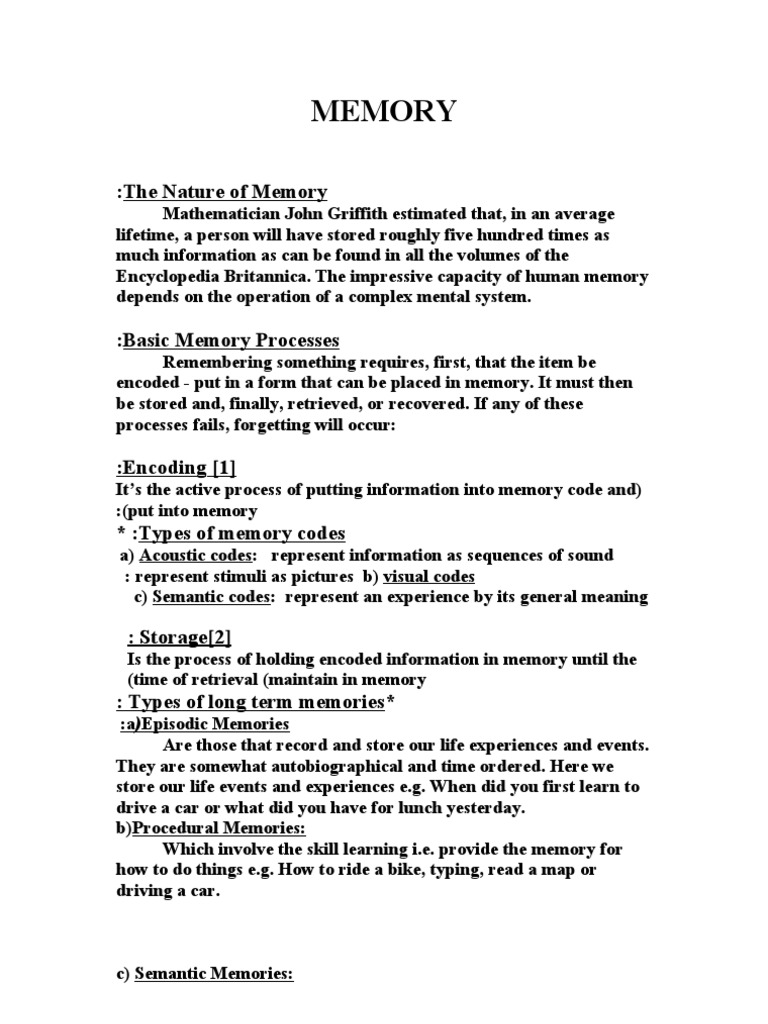 Memory English | PDF | Memory | Recall (Memory)