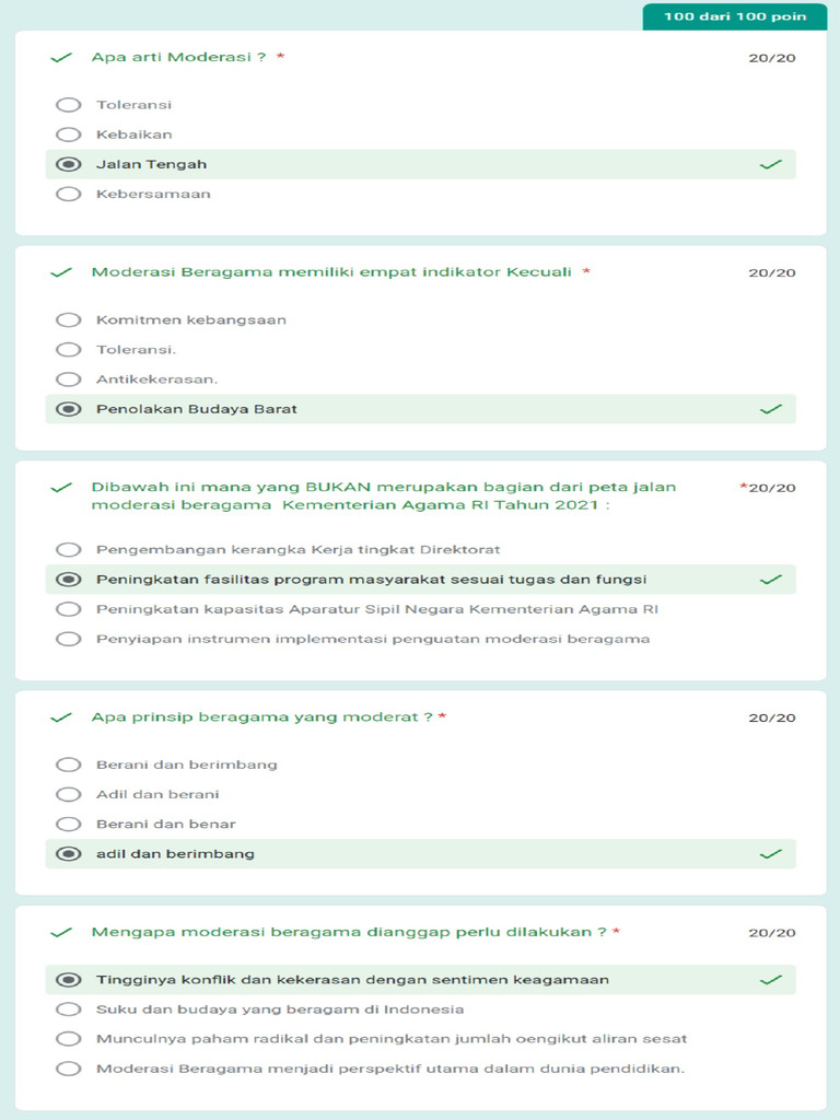 KUIS 3 Kelas Moderasi Beragama | PDF