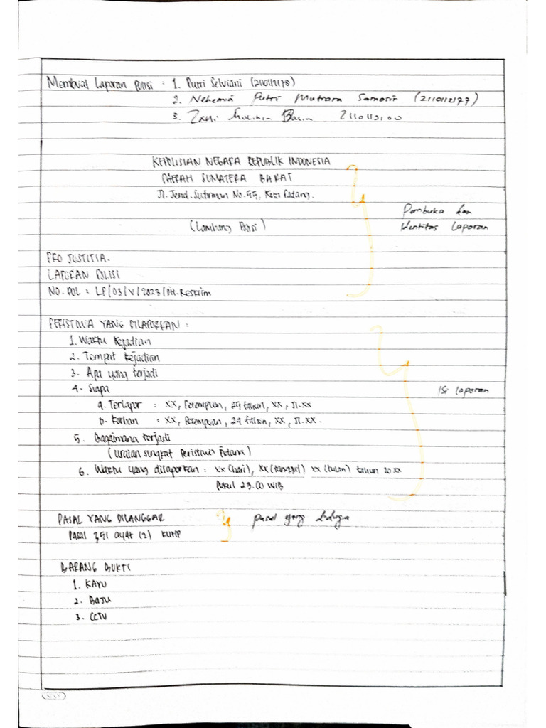 Contoh Laporan Polisi Kelompok 3 Pdf