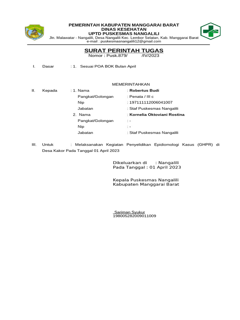 Surat Tugas GHPR | PDF