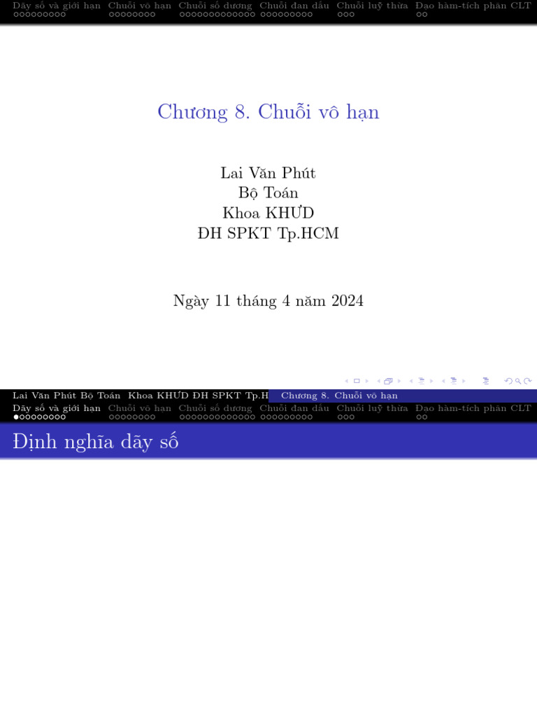 Chương 8. Chu I Vô H N: Lai Văn Phút B Toán Khoa KHƯD ĐH SPKT TP - HCM | PDF