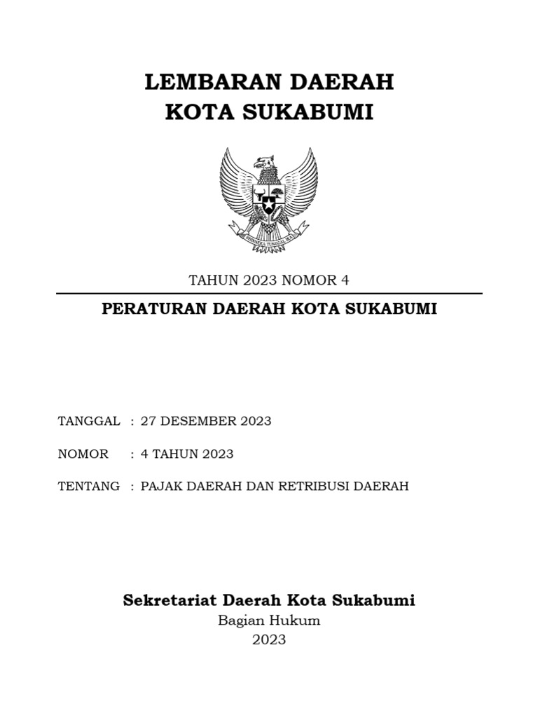 Perda No. 4 Tahun 2023 Tentang Pajak Daerah Dan Retribusi Daerah | PDF ...