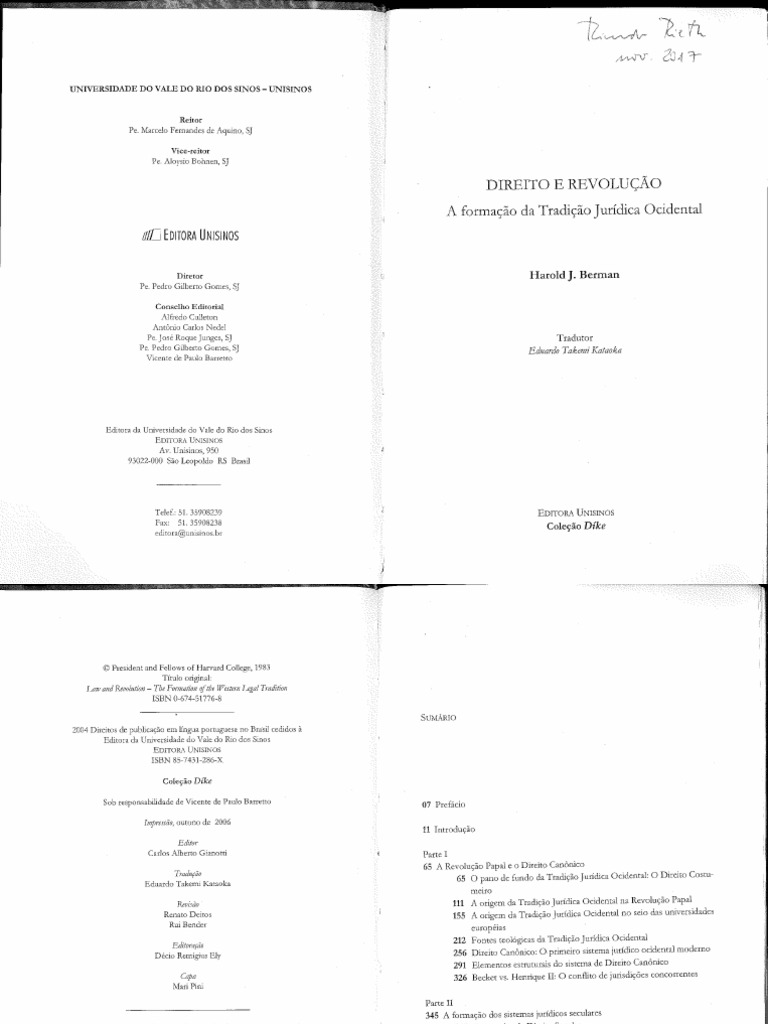 Harold Berman - Direito E Revolucao - A Formacao Da Traducao Juridica Ocidental-Unisinos (2006 ...
