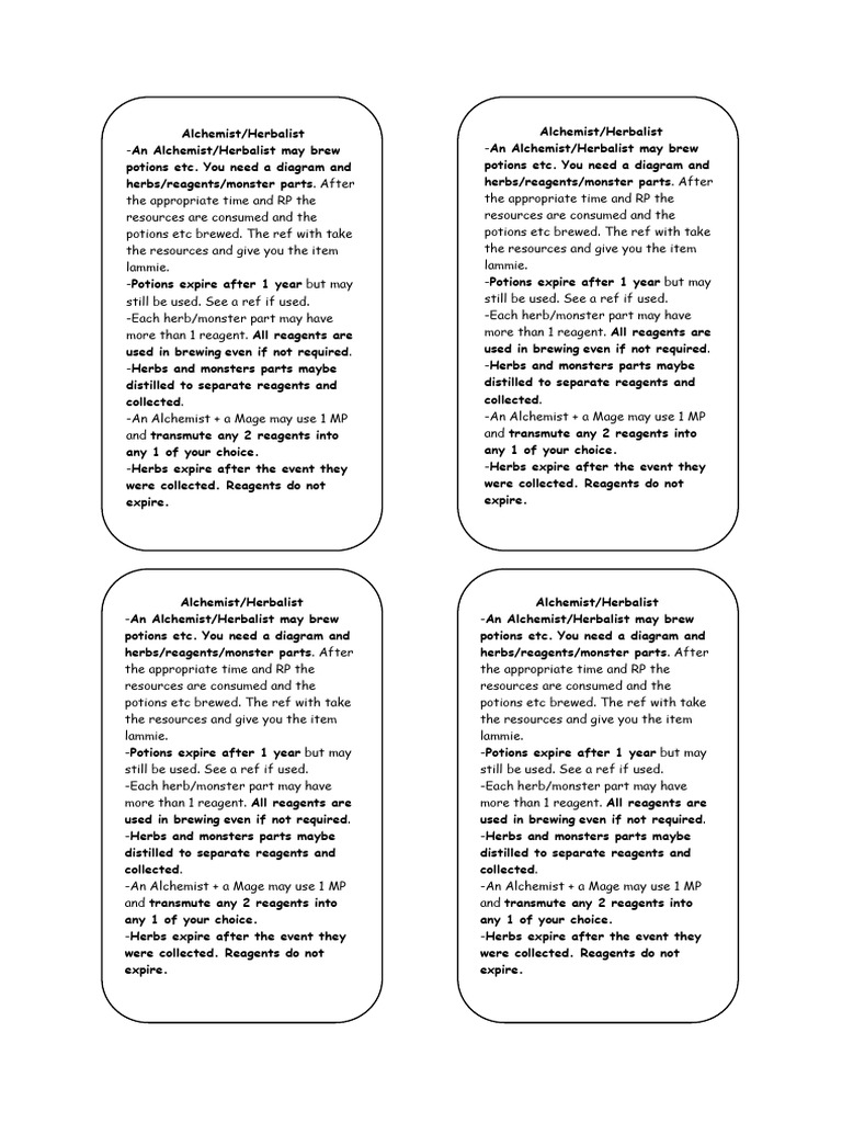 Alchemy Card | PDF